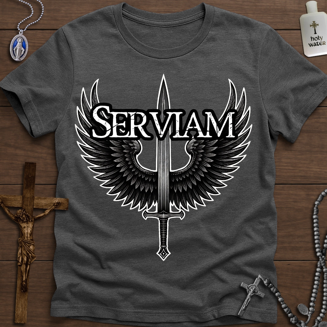Serviam (St. Michael) v2 T-Shirt – Hardcore Catholics